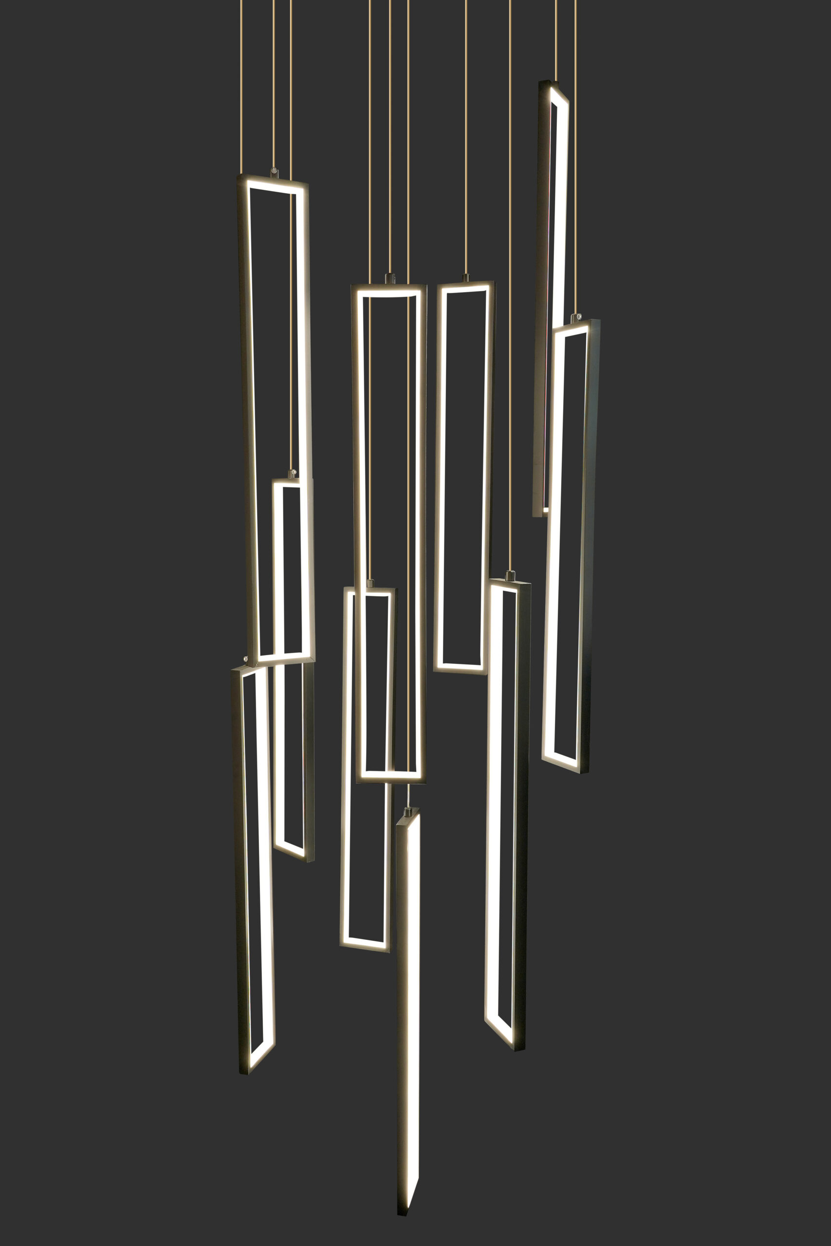 12-Cap Black Square Frame Chandelier Pendant – Light Up